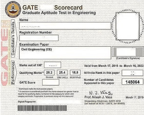 GATE Scorecard 2025 Download Steps, Validity, Verification, Use