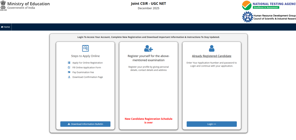CSIR NET Login : Official website, Application Link, Registration Fees ...