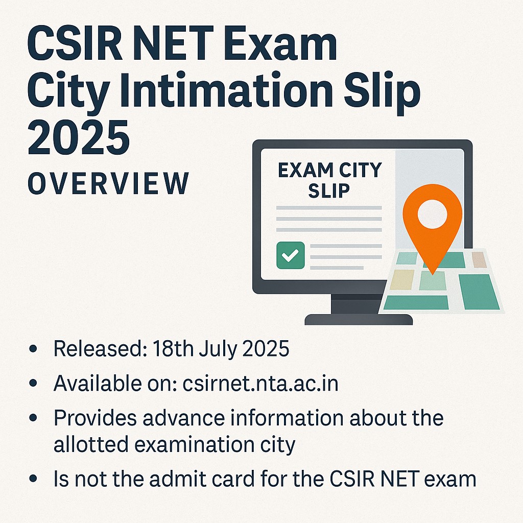 CSIR NET Exam City Intimation Slip 2025 Released, Direct Link and How ...